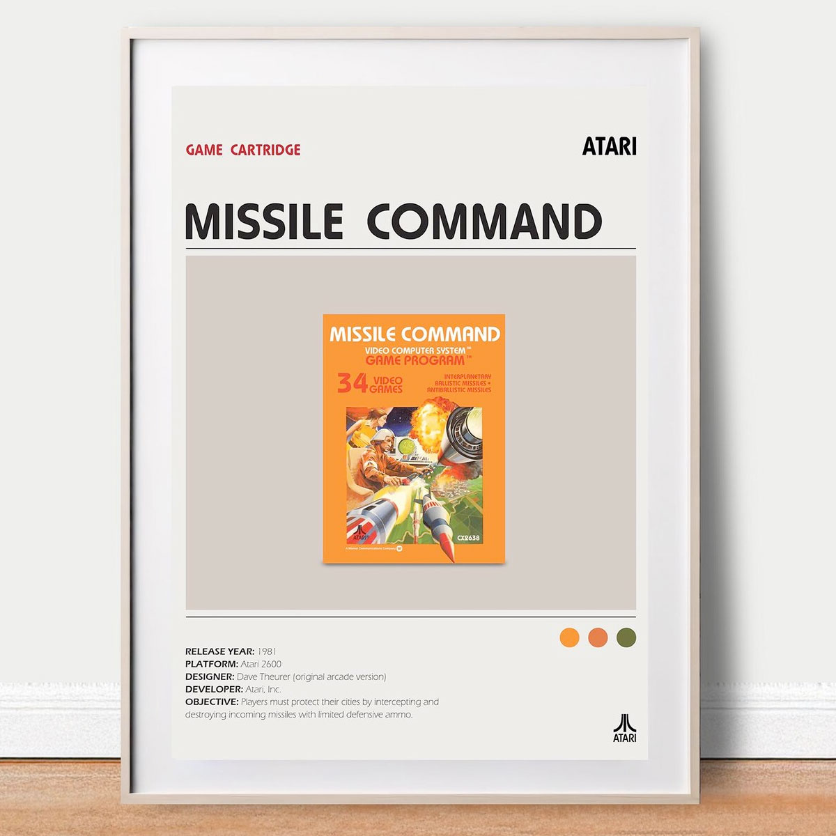 Missile Command Atari 2600 Poster Digital Download by Mad Rooster Designs